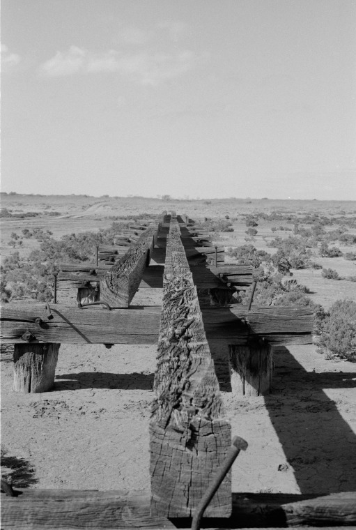 Ruins of bridges, jetties, groyne and tramway at Onslow, August 1994 ...