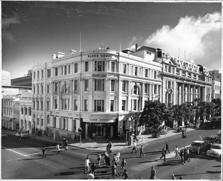 The rebuilding of Elder House, corner of William Street and St George's ...