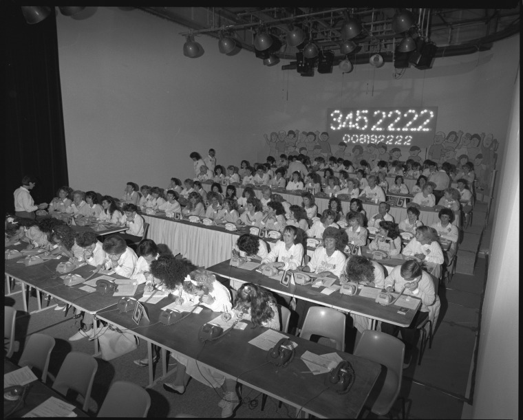 Computer and telephone rooms for Channel 7 Telethon, 2 November 1987 ...