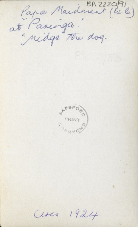 William Charles Maidment with Midge at Paringa farm - JPG 57.6 KB