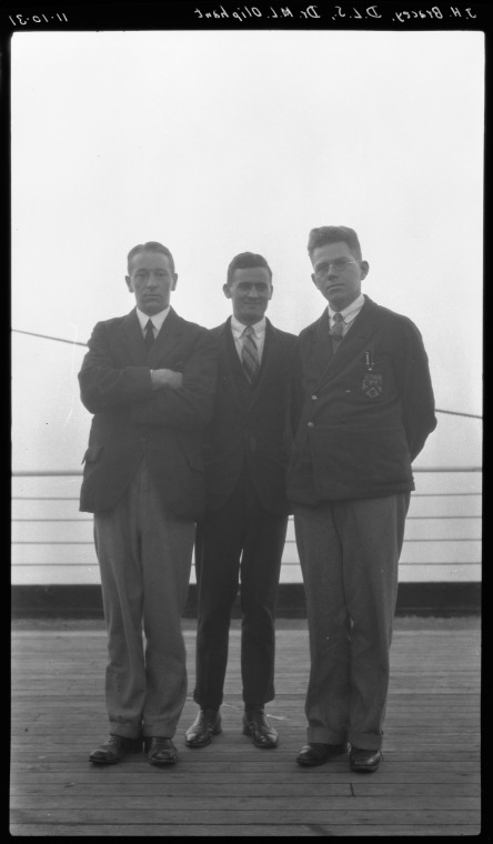 D.L. Serventy, Rosa Jones, Dr O.L. Oliphant and J.H. Bracey on board ...