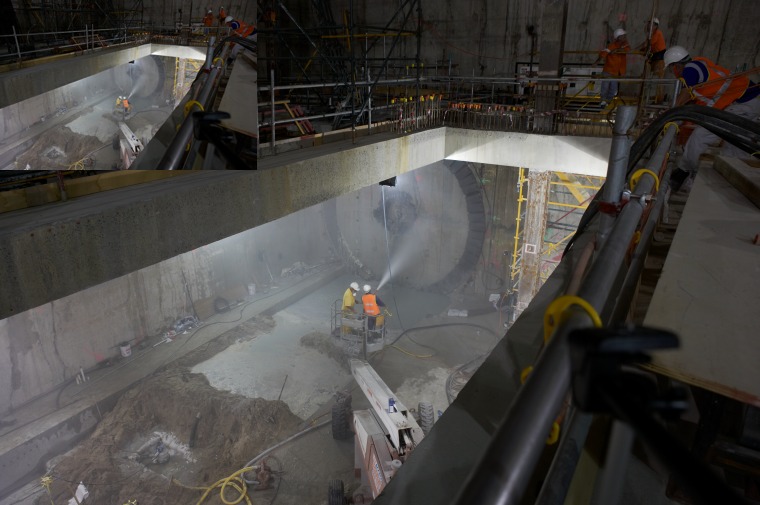 The tunnel boring machine breaks through into Perth Underground Train ...