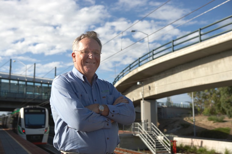 Joe Wyche civil engineer in front of the bus bridge he designed, near ...