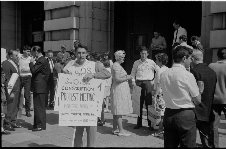 Anti-Vietnam War protest march, Perth, 2 April 1966. - JPG 94.6 KB