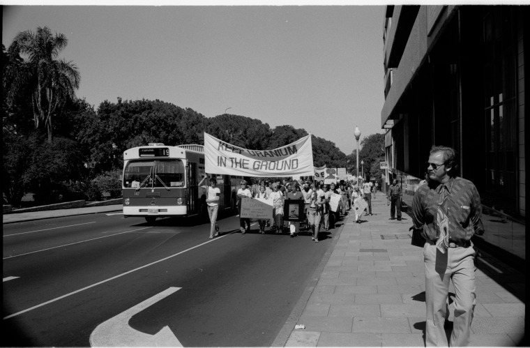 Anti-uranium mining protest march, Perth, 2 April 1977. - JPG 93.5 KB