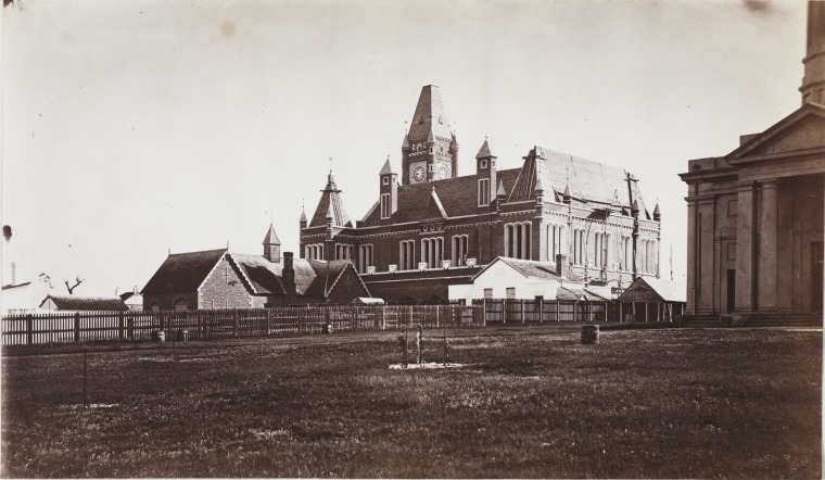 Perth Town Hall almost completed and the rear of Barrack Street ...