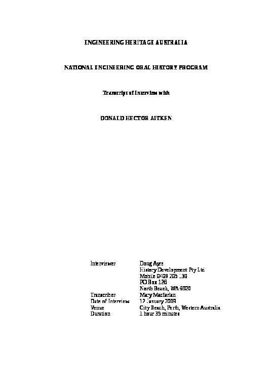 Interview with Donald Aitken in 2009 / - PDF 125.3 KB