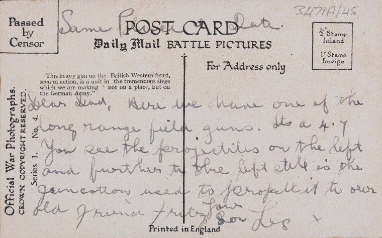 James Leslie Turner World War I postcards from 20 October 1916 to 4 ...