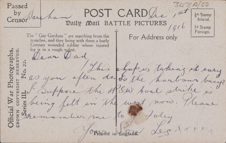 James Leslie Turner World War I postcards from 20 October 1916 to 4 ...