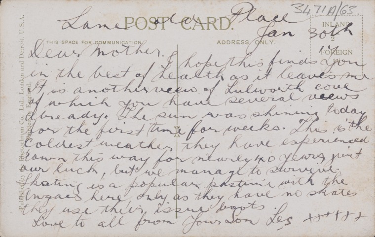 James Leslie Turner World War I postcards from 20 October 1916 to 4 ...