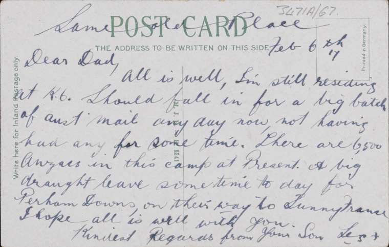 James Leslie Turner World War I postcards from 20 October 1916 to 4 ...