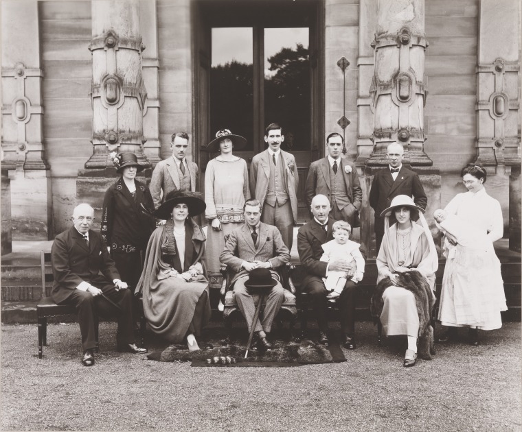 Sir J.J. Talbot Hobbs and Lady Hobbs with a group at Sandon Hall ...