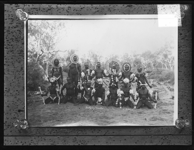 Group of De Grey River (Nor'-West) natives in their corroboree attire ...