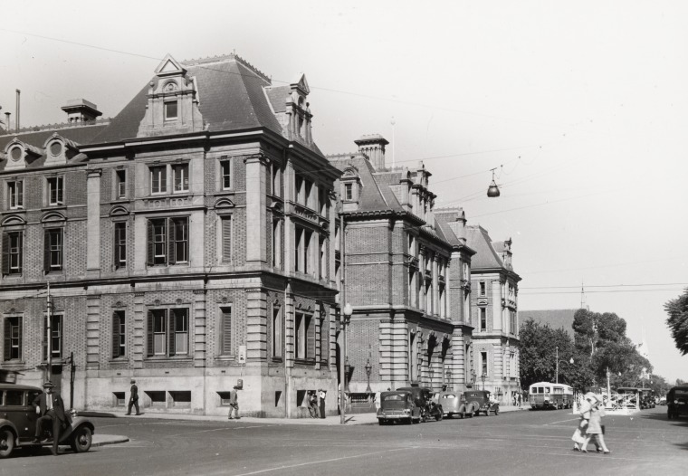 The Treasury Building and St Georges Terrace east from Barrack Street ...