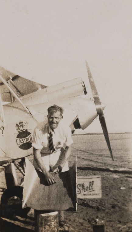 Aviator C.W.A. Scott prepares to fly DH.60M Moth VH-UQA "Kathleen" from ...