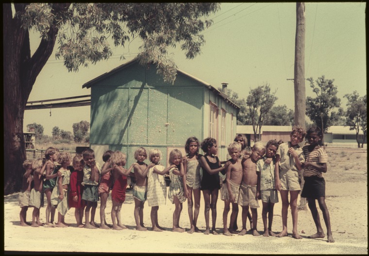 Children line up at kindergarten at Allawah Grove. - State Library of ...