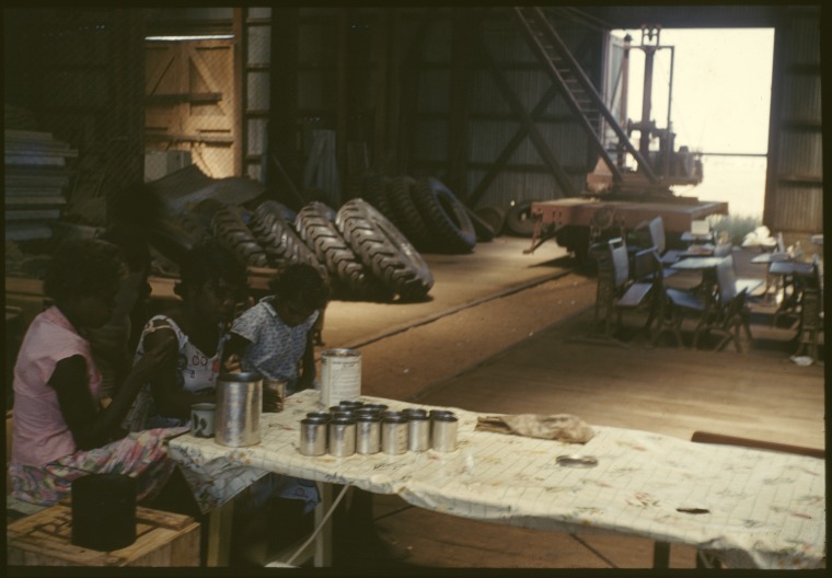 Morning tea per milk tins at Allawah Grove. - JPG 78.1 KB