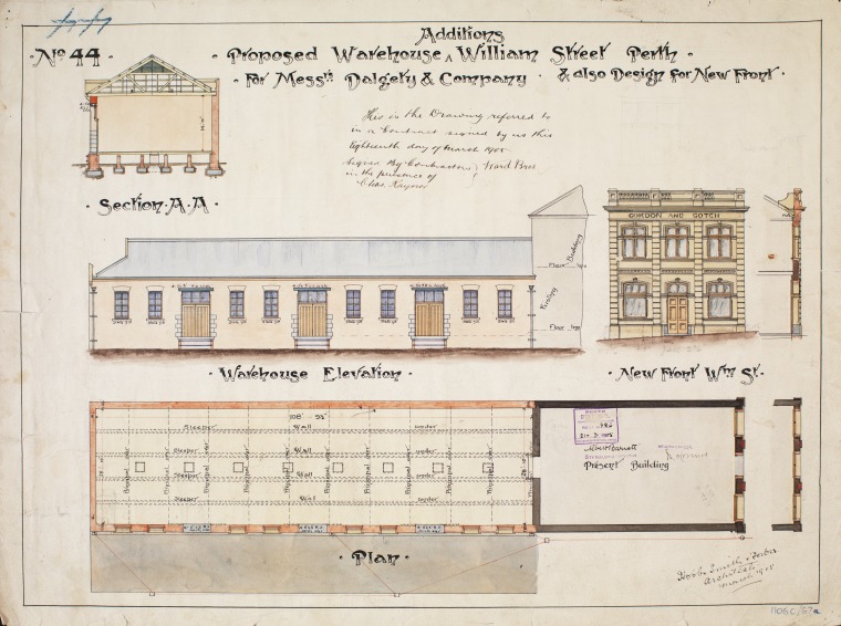 Proposed warehouse additions William Street, Perth for Messrs Dalgety ...