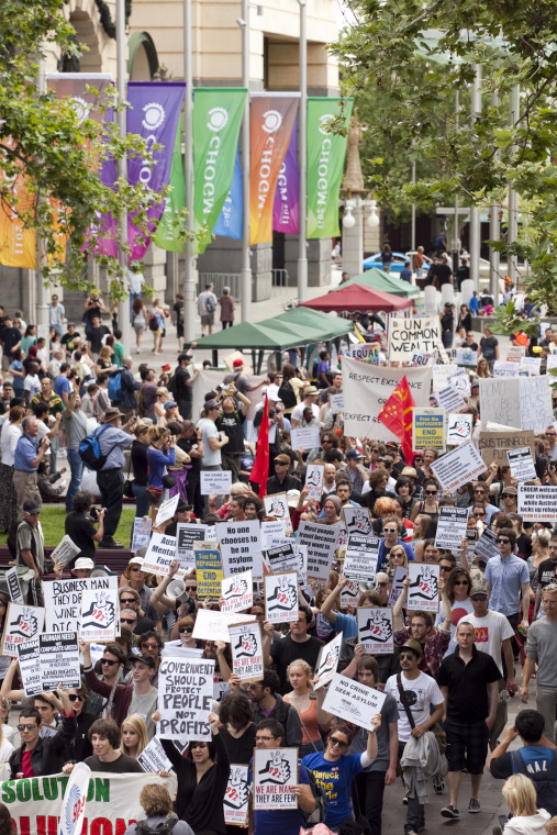 Protests held in Perth during CHOGM, 28 October 2011. - JPG 269.3 KB