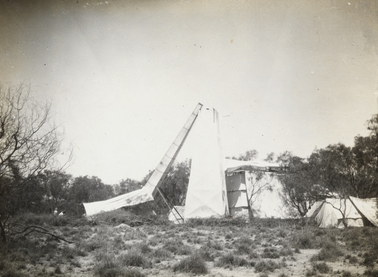 Lick Observatory's 40 foot camera, 1922 Wallal Solar Eclipse Expedition ...