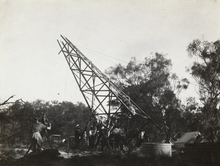 Lick Observatory's 40 foot camera, 1922 Wallal Solar Eclipse Expedition ...