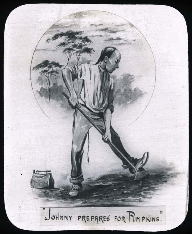 Drawing of a Chinese man tilling the ground, probably in Western ...