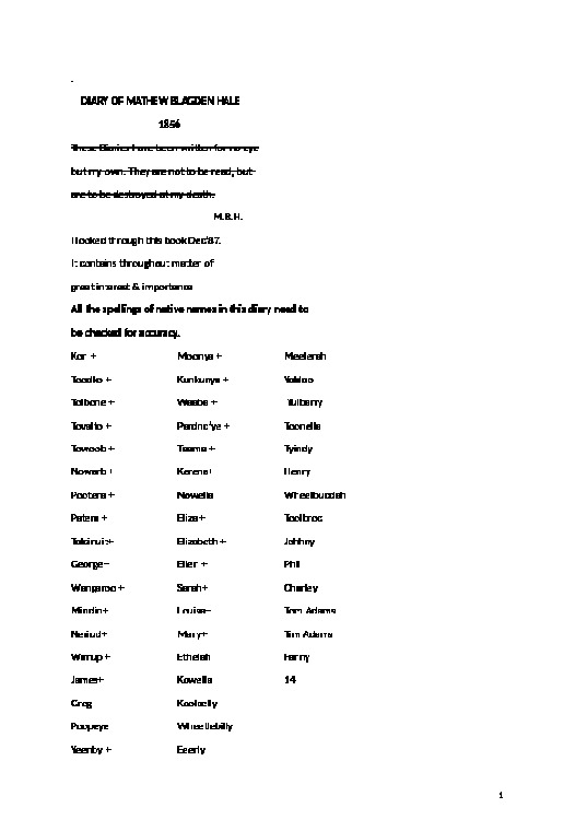 Transcripts of the diaries of Bishop Mathew Blagden Hale, - PDF 291.4 KB