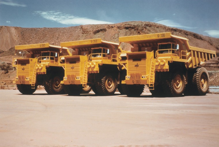 First three Unit Rig Lectra Haul trucks at Mount Tom Price mine. - JPG ...