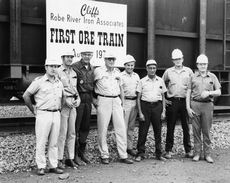 Senior Cliffs Robe River Iron Associates staff with the first train of ...