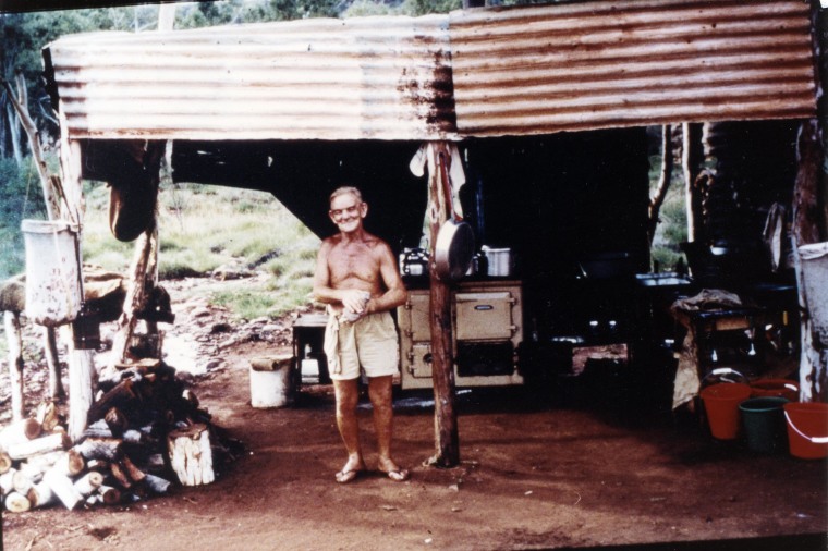 The camp cook in his bush kitchen during exploration by Cliffs Robe ...