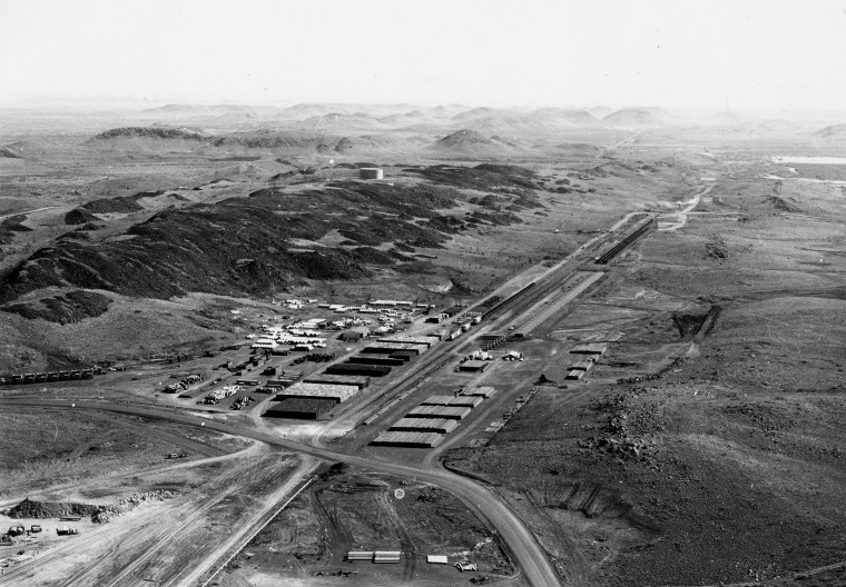 Aerial photographs of the Robe River Railway workshops and yards, Cape ...