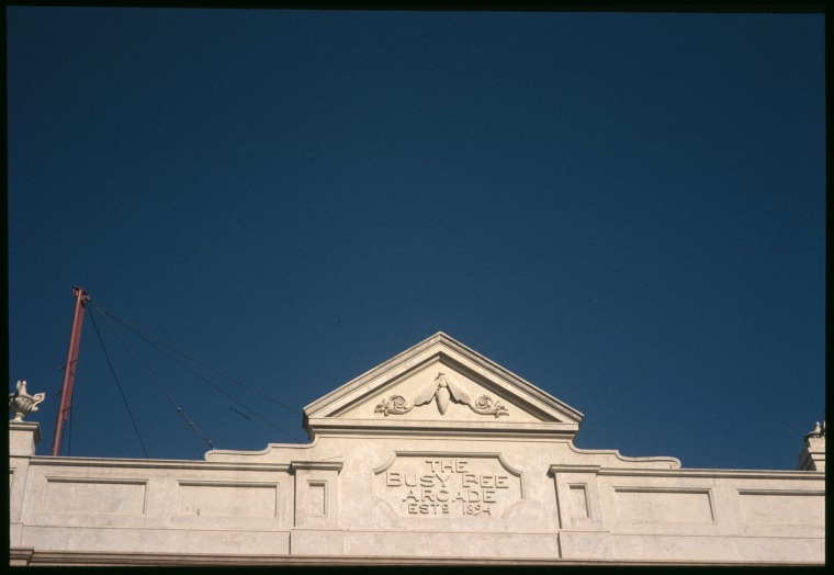 Portico of the Busy Bee Arcade, corner William and James Street, Perth ...