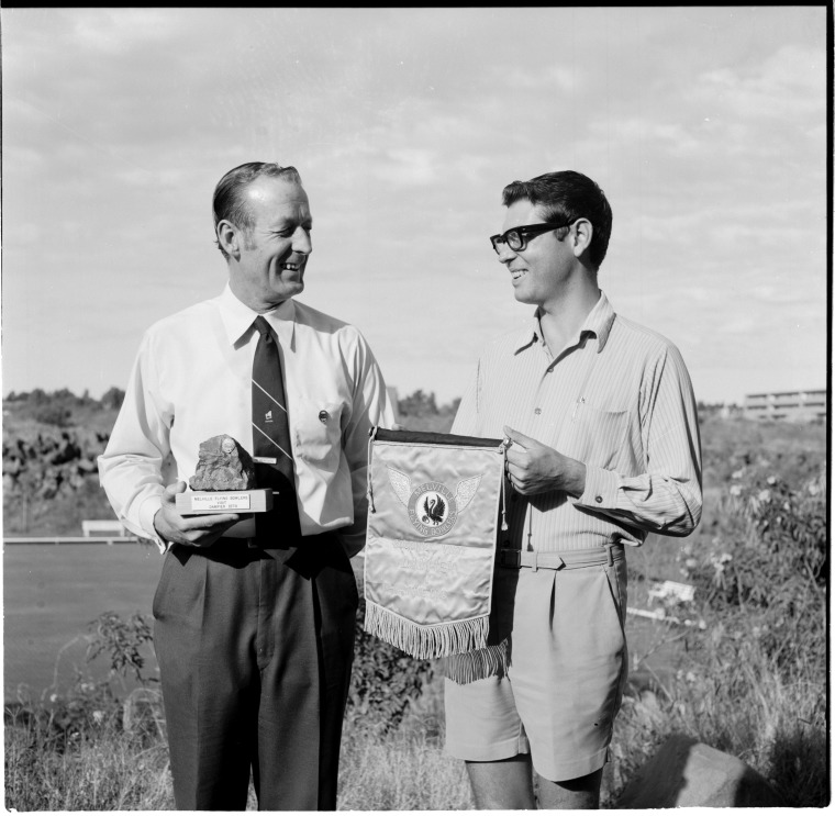 Phil Burdge (Melville Bowling Club) holds the trophy the Dampier Club ...