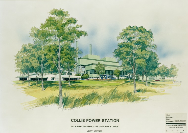 Photographs of architects drawings of the proposed Collie Power Station ...
