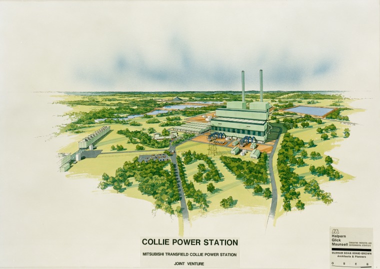 Photographs of architects drawings of the proposed Collie Power Station ...