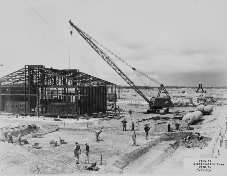 Copies of photographs of the construction of BP Refinery, Kwinana, 1953 ...