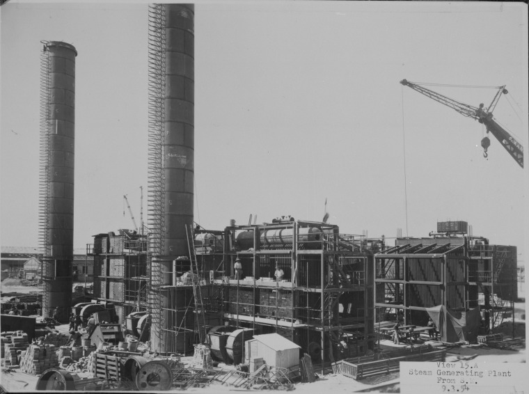 Copies of photographs of the construction of BP Refinery, Kwinana, 1953 ...