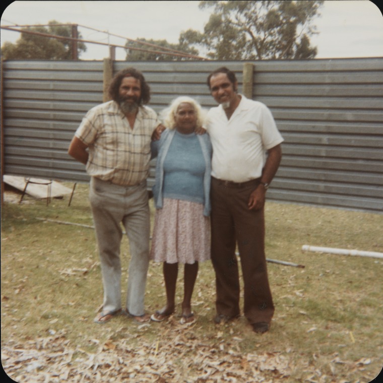 Christian evangelist Ron Williams with an Aboriginal man and women ...
