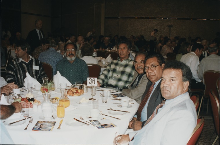 Ron Williams and other Aboriginal Australian men at a formal dinner ...