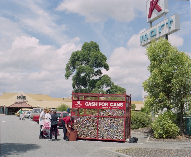 A Cash for Cans collection point for recycling aluminium cans at the ...