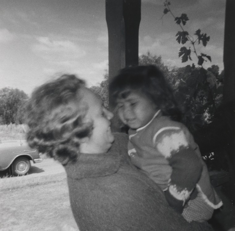 Marie Collard with a child at Gnowangerup. - JPG 114.3 KB