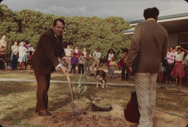 Planting a tree in memory of Colin Green at the Gnowangerup Bible ...