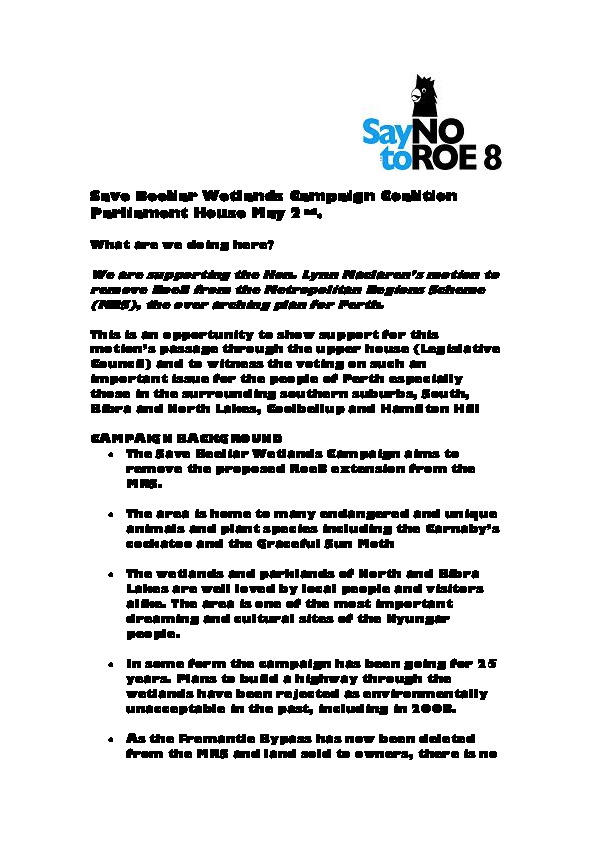Roe 8 protest collection. - PDF 80.2 KB