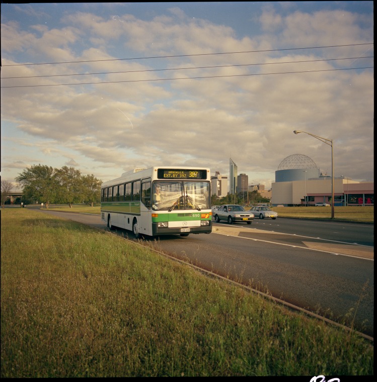 Transperth bus no. 690 on route 387 in West Perth, 21 October 1988 ...