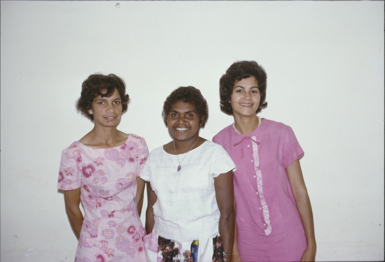 Elizabeth Bolton, Audrey Davidson and Joyce Trust, students at the ...