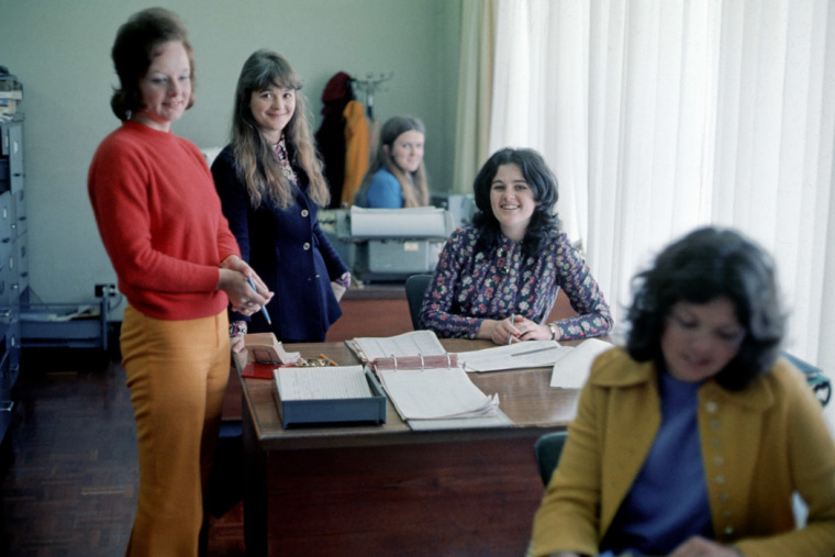 Young women working in the front office of 6PR, 140 Hay Street, Perth ...