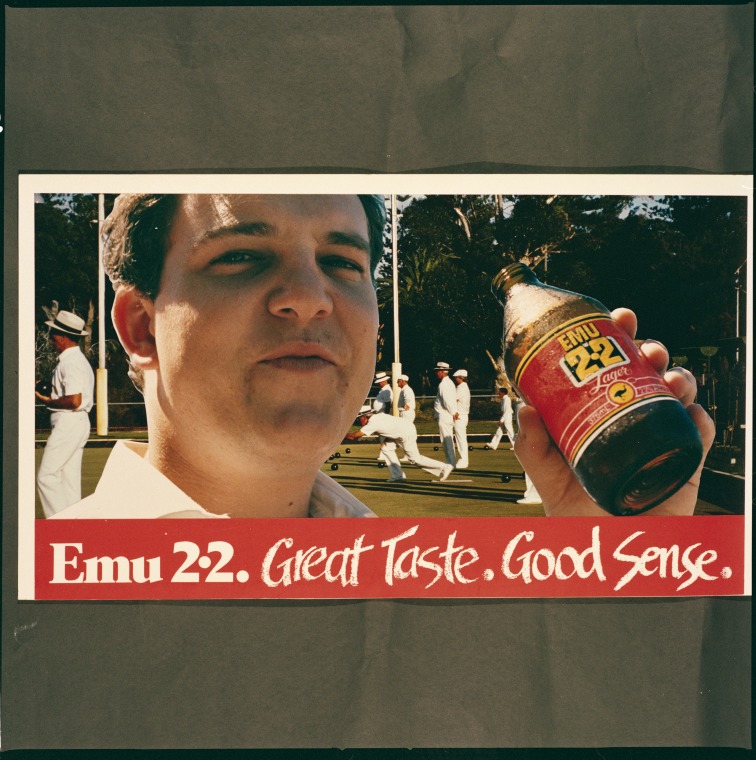 Photographs of advertising posters for Emu brand beer. - JPG 155.1 KB