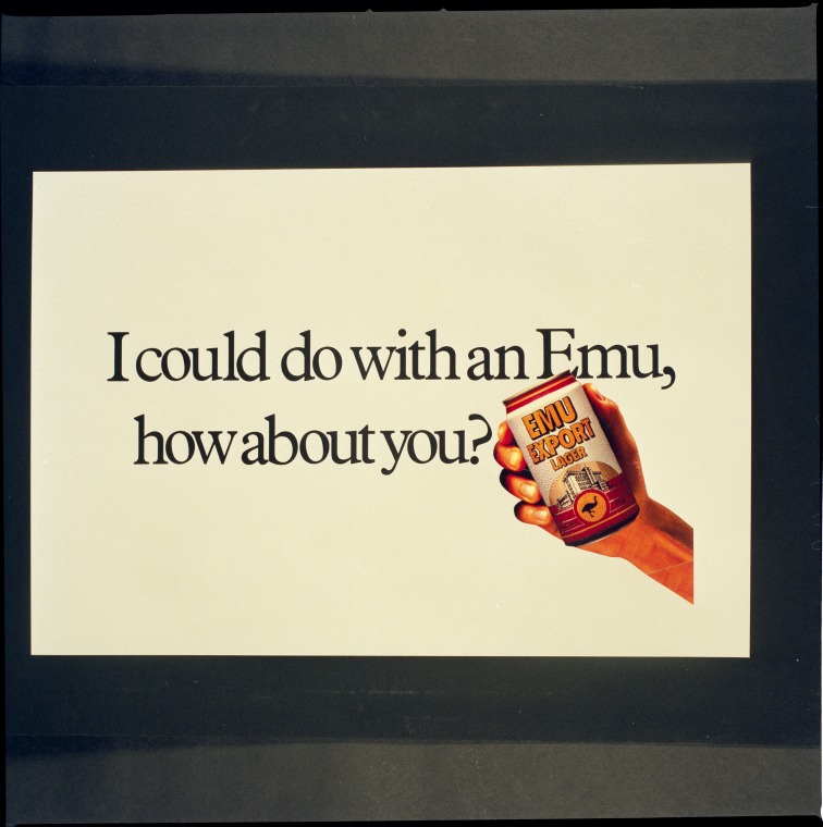 Photographs of advertising posters for Emu brand beer. - JPG 101.2 KB