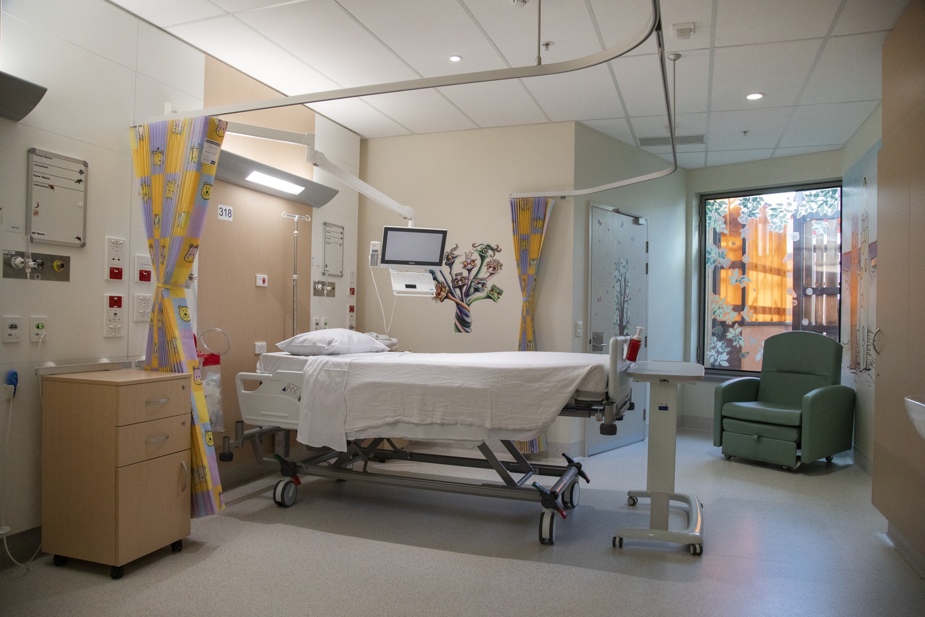 Typical double room in the Paediatric Ward, level 3, Fiona Stanley Hospital, Murdoch, 1 August ...