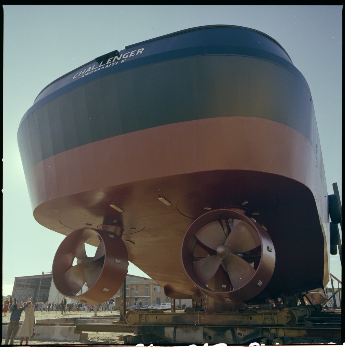Tugboat Challenger ready for launch at Jervoise Bay near Fremantle, 5 ...